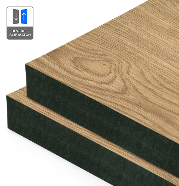 American Oak Veneer Wire Brushed Crown Cut Slip Match on Black MDF ...