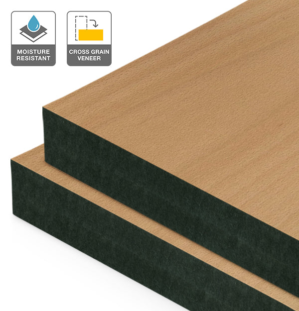 Beech Veneer Crown Cut Cross Grain on Black MR MDF – Bord Products