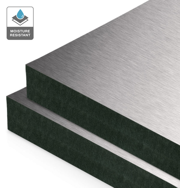 Stainless Steel Laminate on Black Moisture Resistant MDF – Bord Products